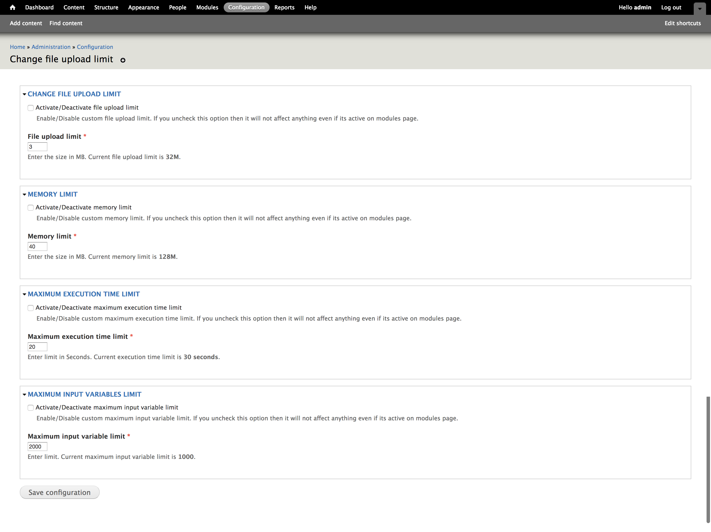PHP Runtime Configurator | Drupal.org